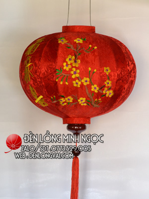 Đèn lồng thêu hoa mai phúc lộc thọ chữ Hán | Đèn lồng Hội An